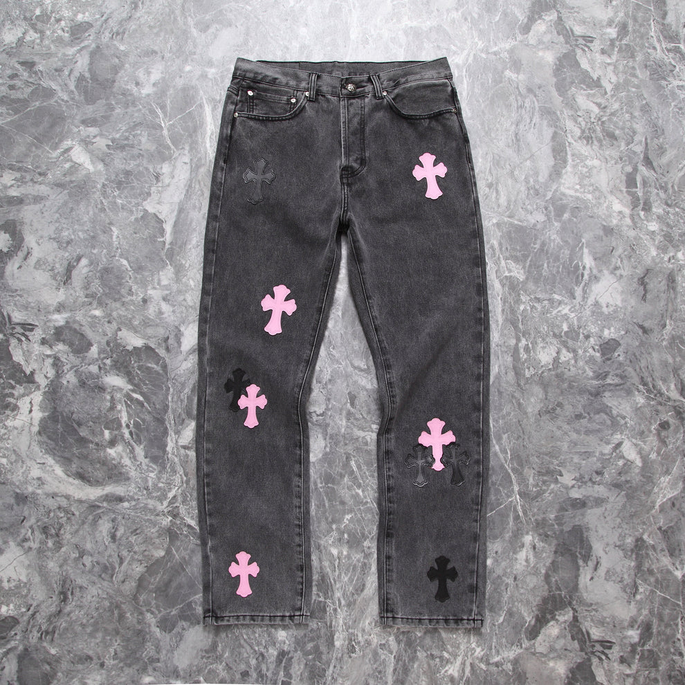 Chrome hearts pink cross patch jeans – AS&J